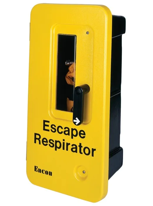 ENCON Single Unit Wall-Mount Escape Respirator Cabinet Yellow