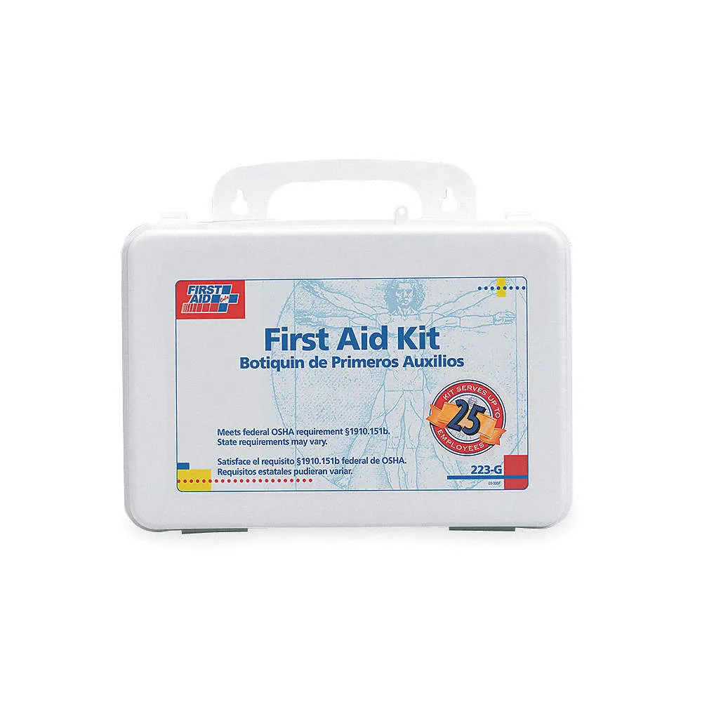 First Aid Kit, Plastic, 223-G, Industrial, 25 People Served Per Kit