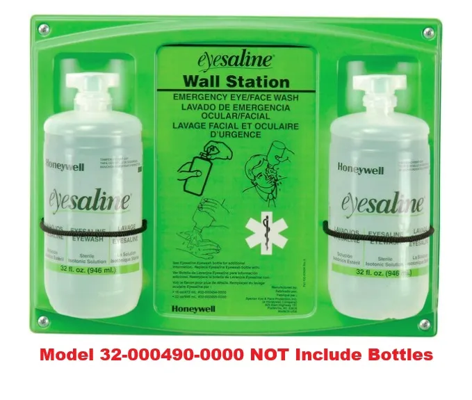 Honeywell Double Eyewash Wall Station, 32 oz., (Trilingual, Bottles n