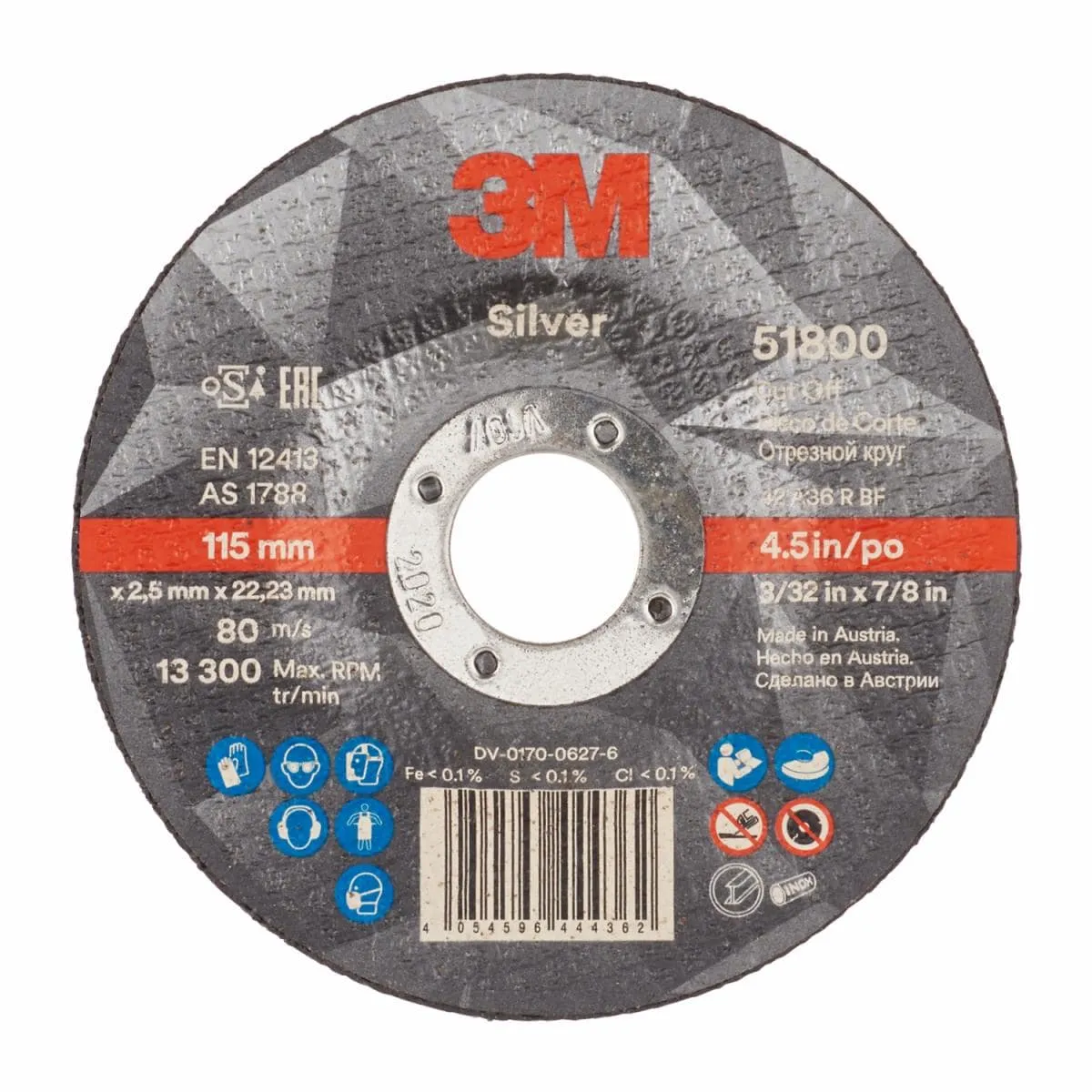 3M Silver Cutting Disc T42 115x2.5x22mm – High Performance
