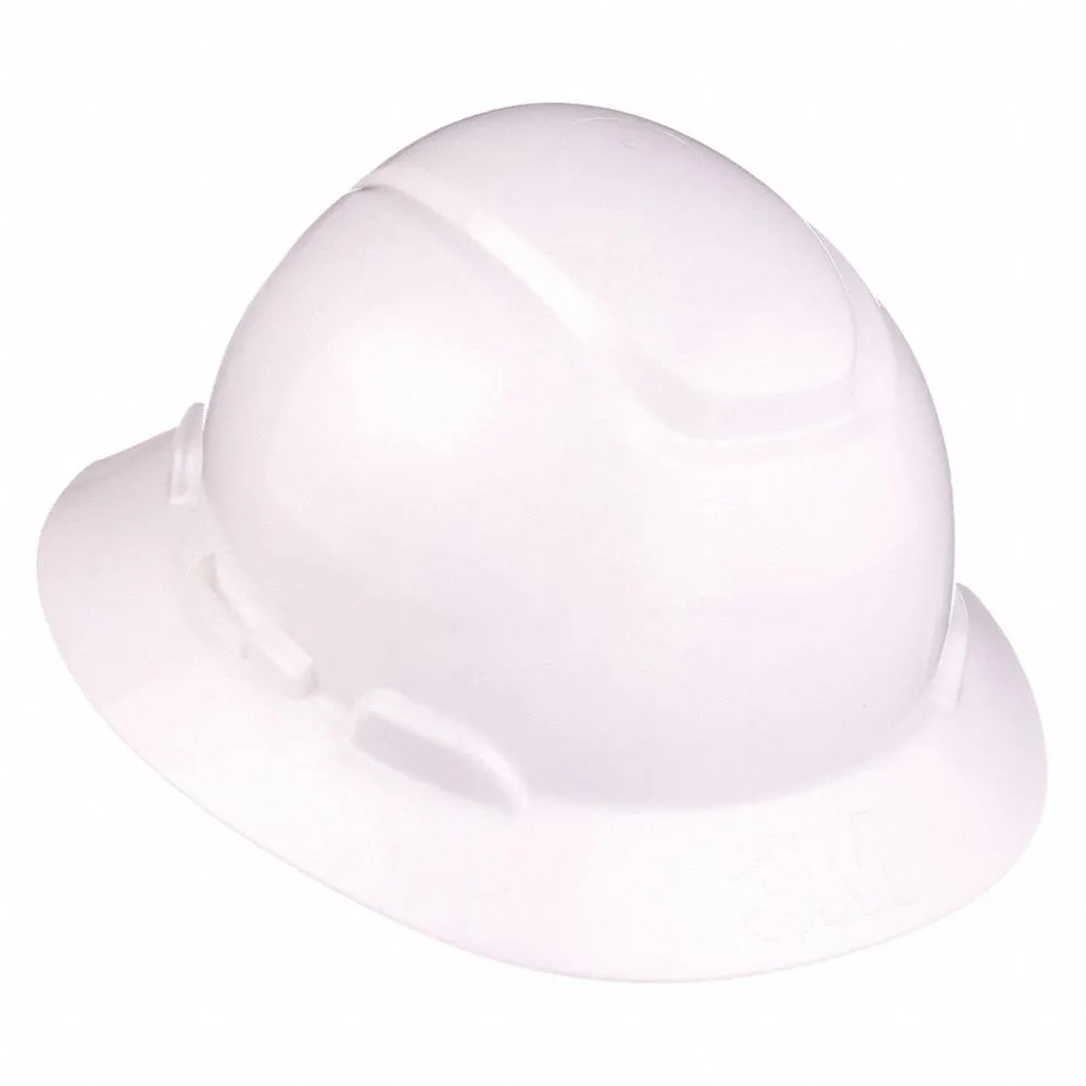 3M™ Full Brim Hard Hat H-801R, White 4-Point Ratchet Suspension, 20 EA