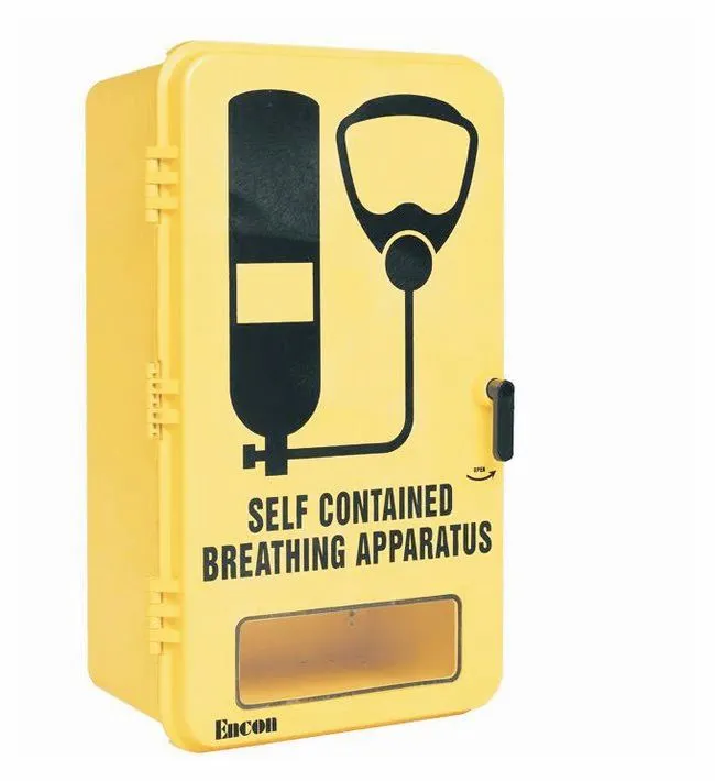 Encon Single SCBA Wall Case Molded Top Shelf, SCBA Strap, SCBA Graphic