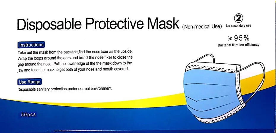 3ply Disposable Face Mask, 50pcs/Box - Protective Anti Dust Breathable