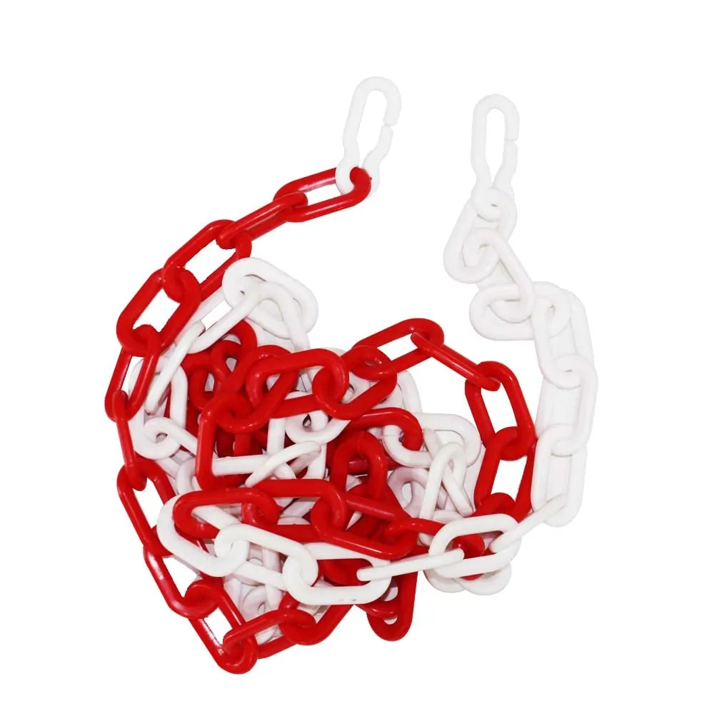 Red & White Plastic Safety Chain 8mm - 50m | F686-CHAIN