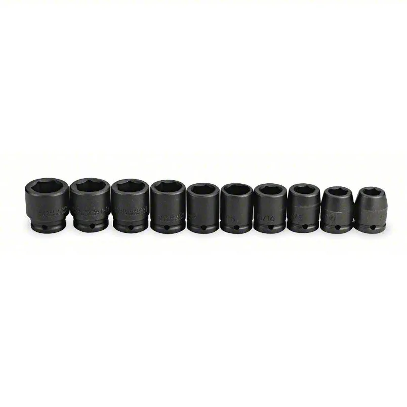 PROTO Impact Socket Set: 3/4 in Drive Size, 10 Pieces, 3/4 in to 1 5/1