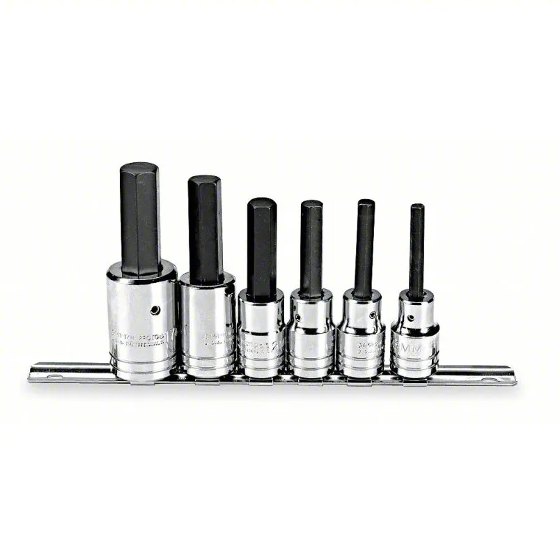 PROTO Socket Bit Set: 1/2 in Drive Size, 6 Pieces, 6 mm to 17 mm Range