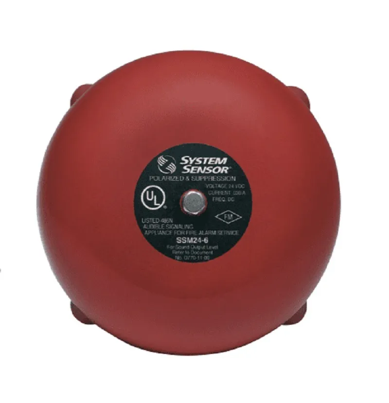 NOTIFIER Fire Alarm Bell, 6" W/ Weather-Proof Back Box- Audio/Visual A