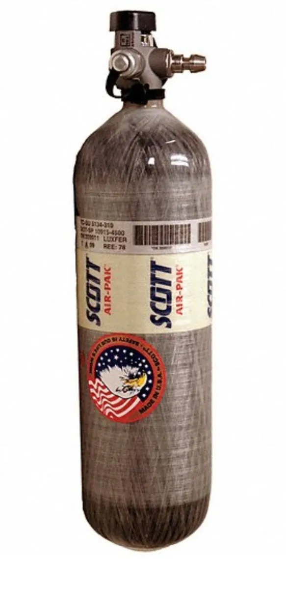 SCOTT SCBA Carbon Fiber Cylinder, 60 min Duration, 4,500 PSI Pressure
