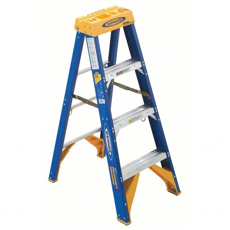 WERNER 4 قدم من الألياف الزجاجية stepladder 375 رطل - Obel04