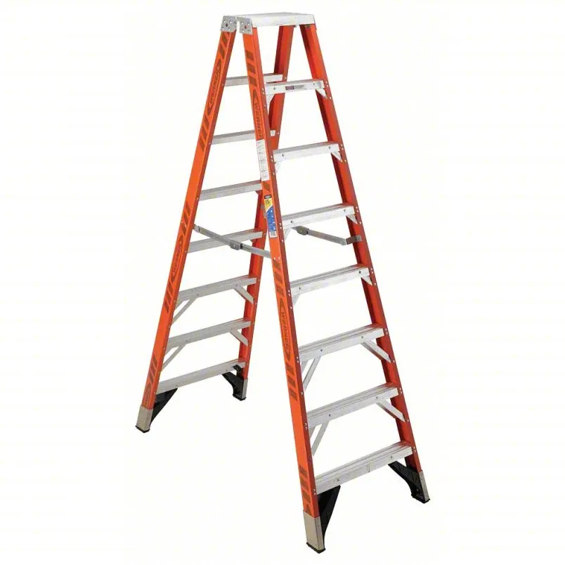 Werner T7408 Twin Stepladder, 8 ft, 375 lb Capacity