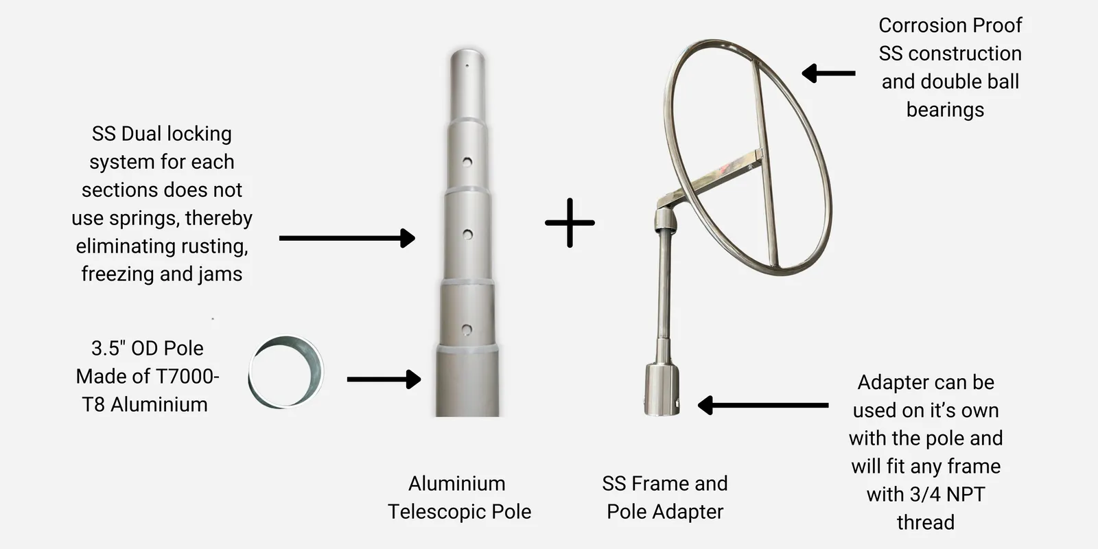 CW Windsock Telescopic Pole & Hoop Frame | Heavy Duty Steel
